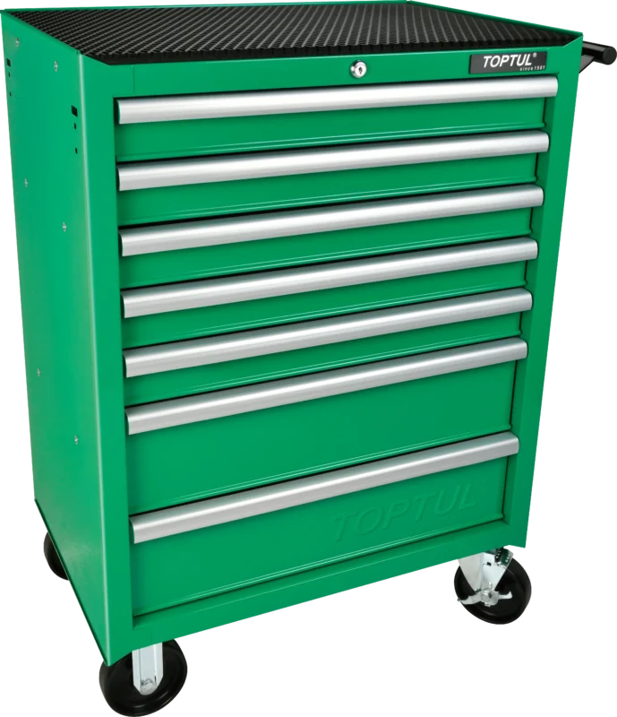 Toptul 7 Drawer Tool Trolley Green – Heavy Duty Mobile Cabinet ...